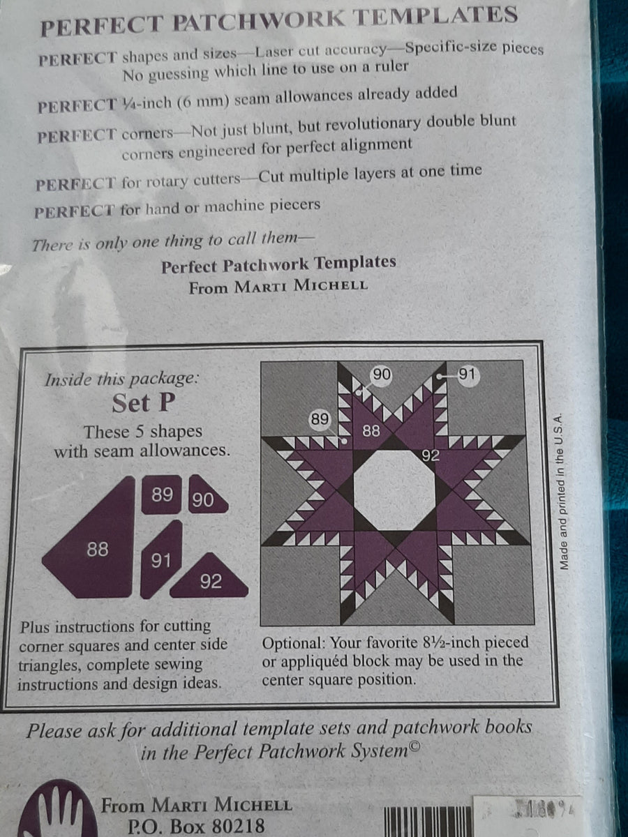 Perfect Patchwork Templates from Marti Mitchell Set P Feathered Star ...